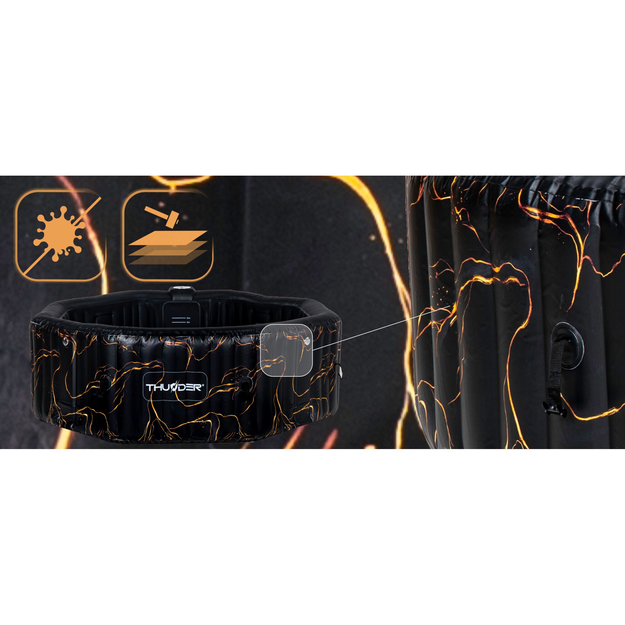 Jacuzzi exterior PureSpa, Thunder, Lava, 195x65cm, 1000l, Negru ...