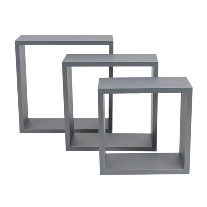 Set 3 cuburi perete 27/24/21x10 cm Domax MDF Gri - eMAG.ro