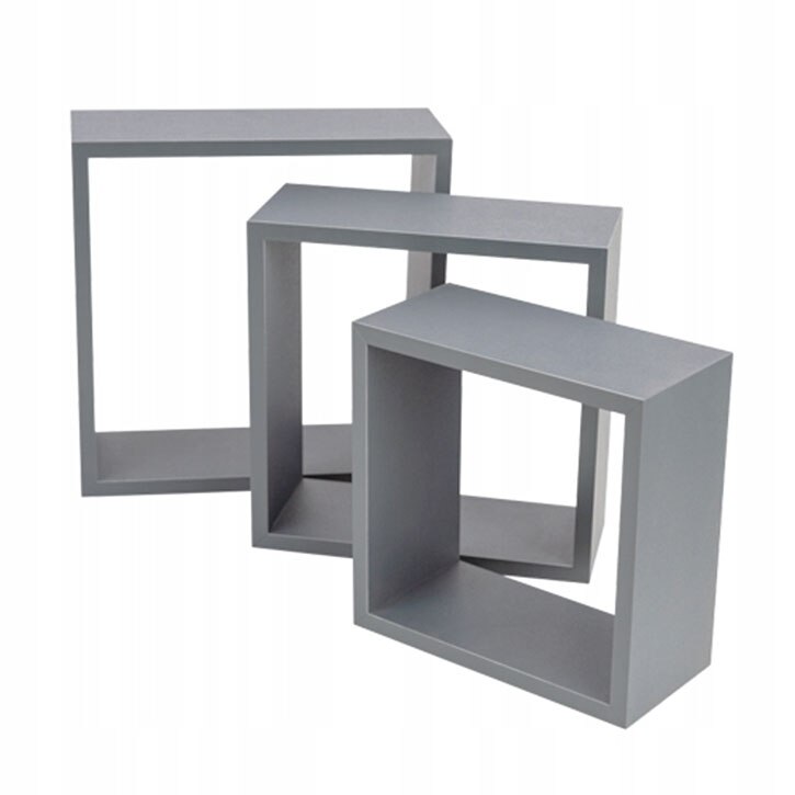 Set 3 cuburi perete 27/24/21x10 cm Domax MDF Gri - eMAG.ro