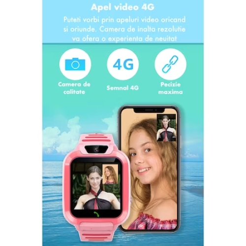 Ceas smartwatch copii GPS 4G, DH11, cu localizare GPS, WIFI, buton SOS ...