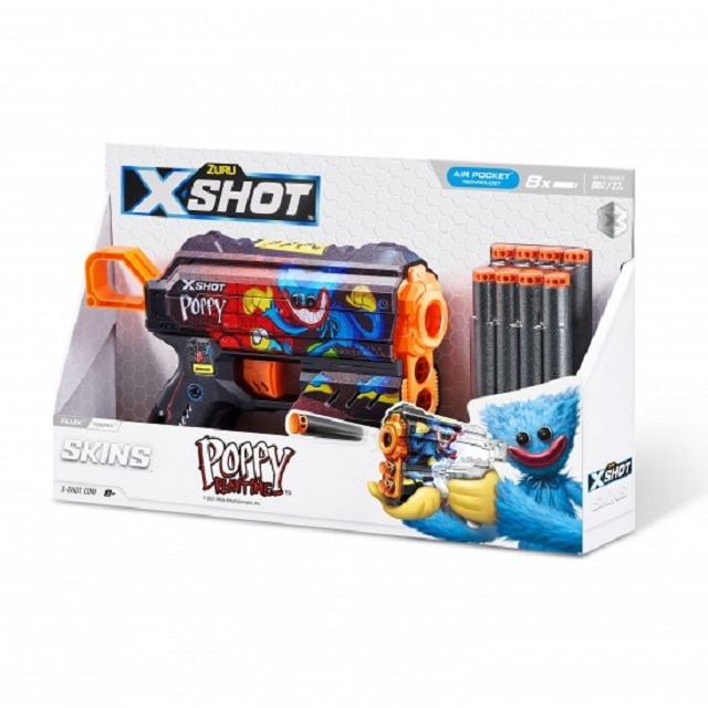 X−Shot Skins Flux Toy Gun, 8 патрона, Poppy Playtime, S1, Zuru, Toony ...