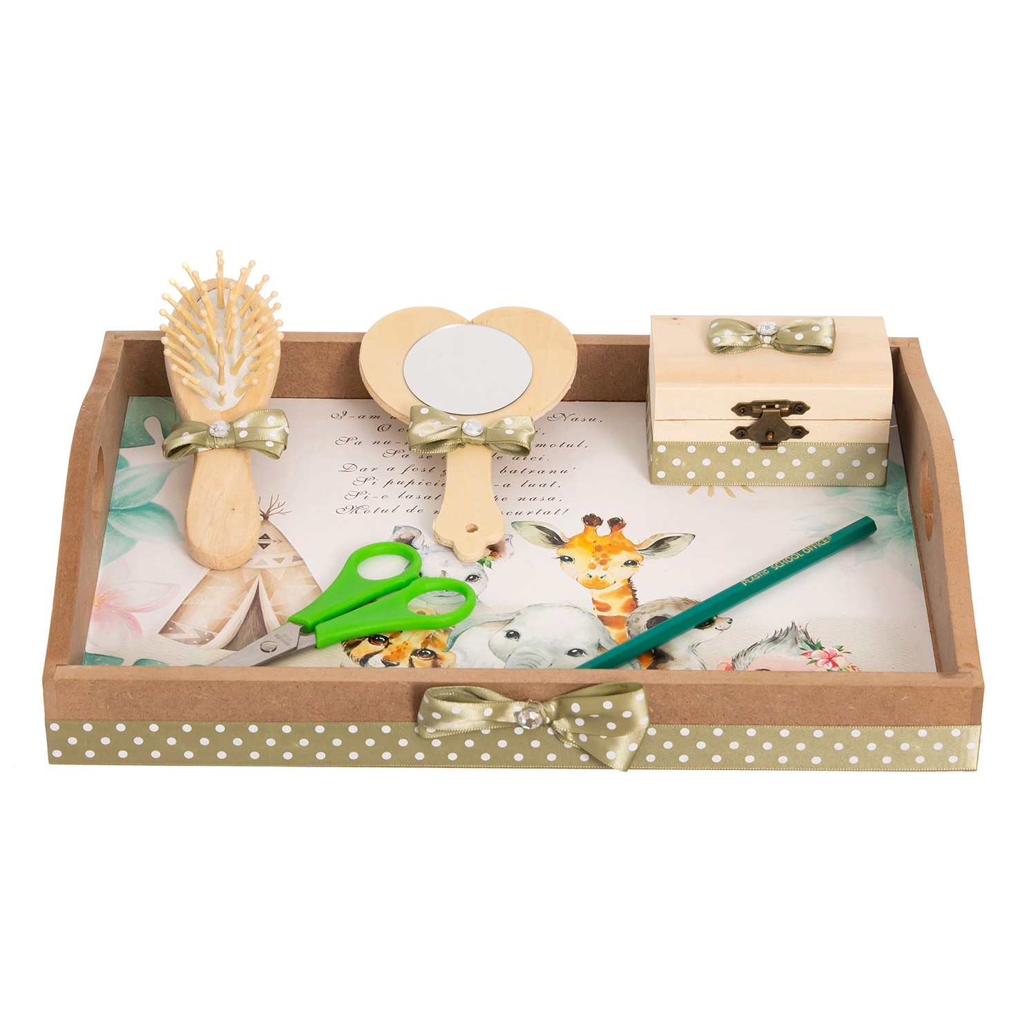 Set turta/mot Baby Boho, 6 piese, culoare vernil, 32x23 cm - eMAG.ro