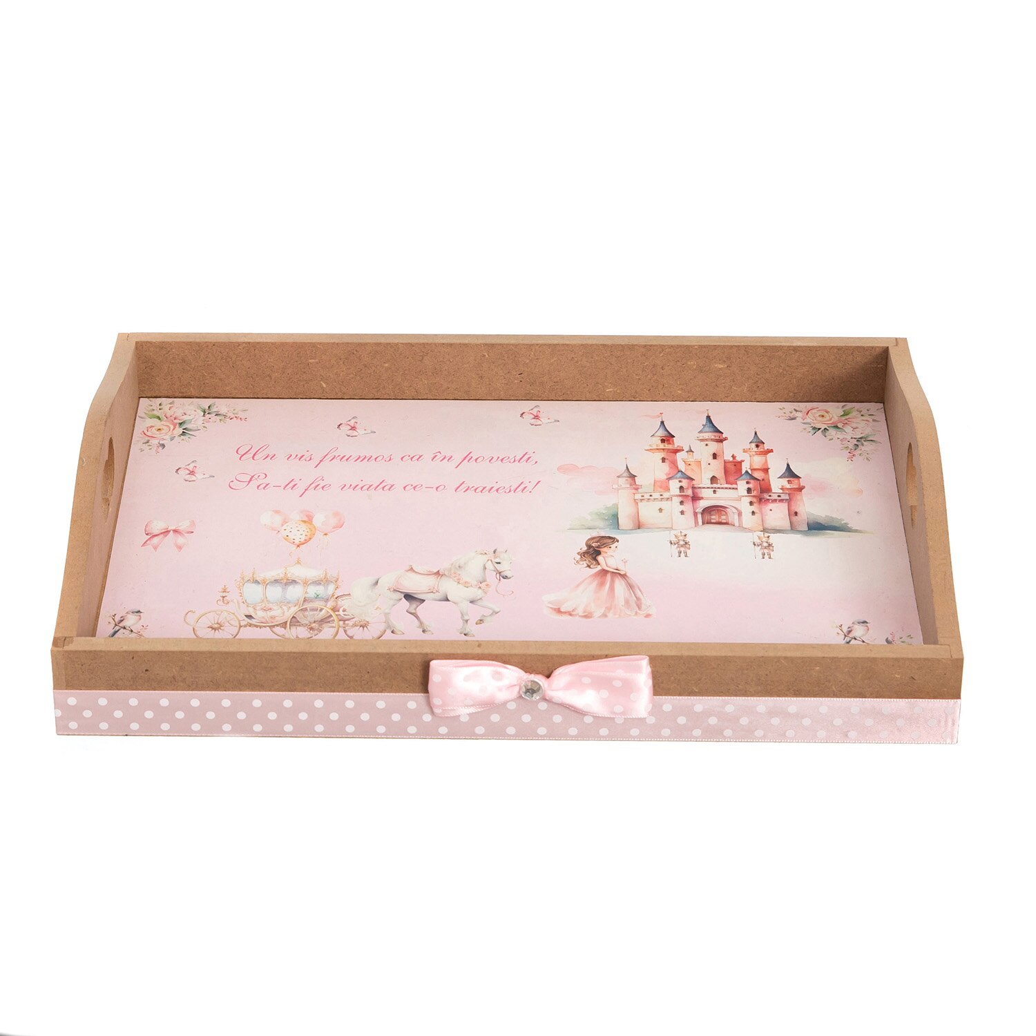 Set turta/mot Printesa din castel, 6 piese, culoare roz, 32x23 cm - eMAG.ro
