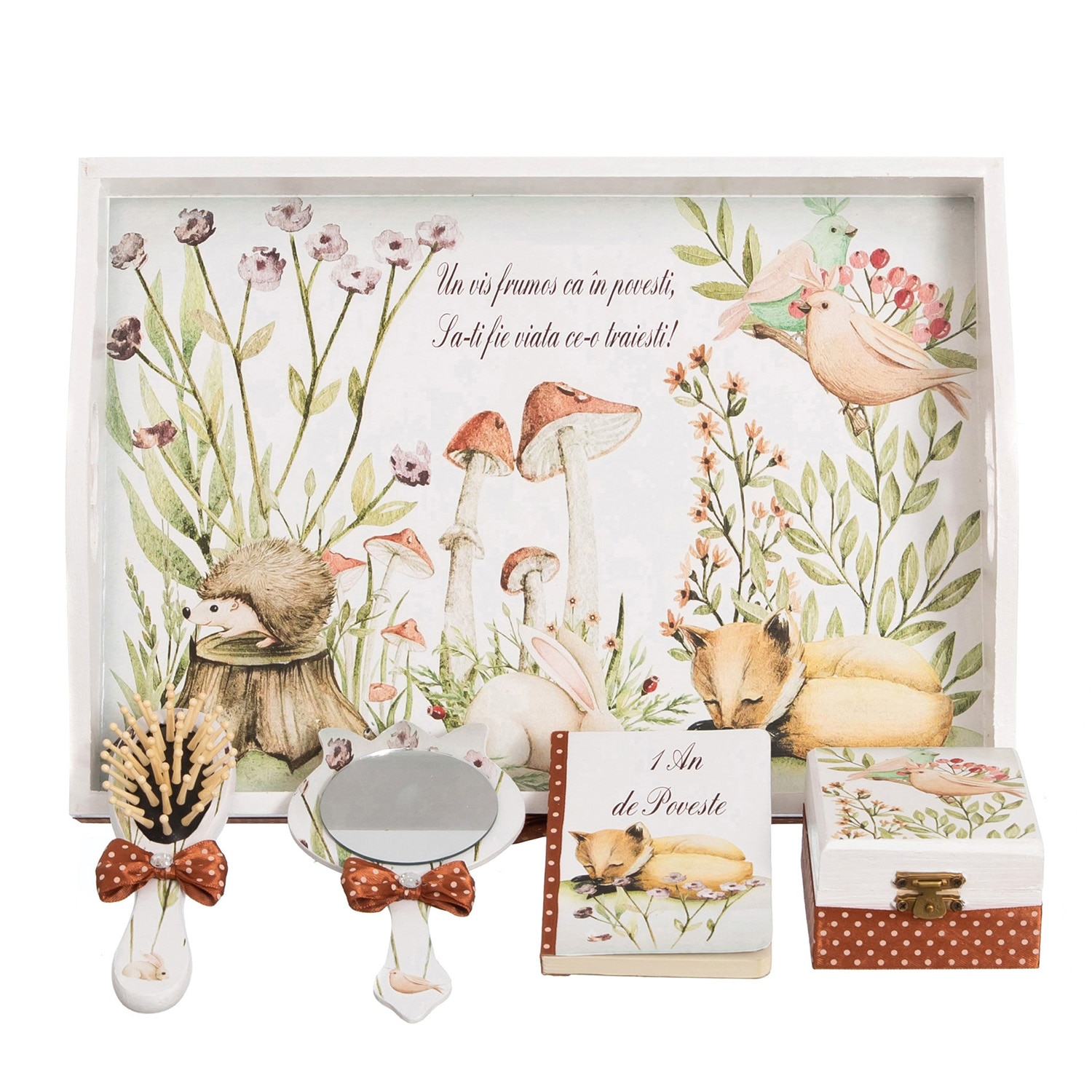 Set turta/mot Animale din Padure, 7 piese, culoare multicolor, 35x25 cm ...