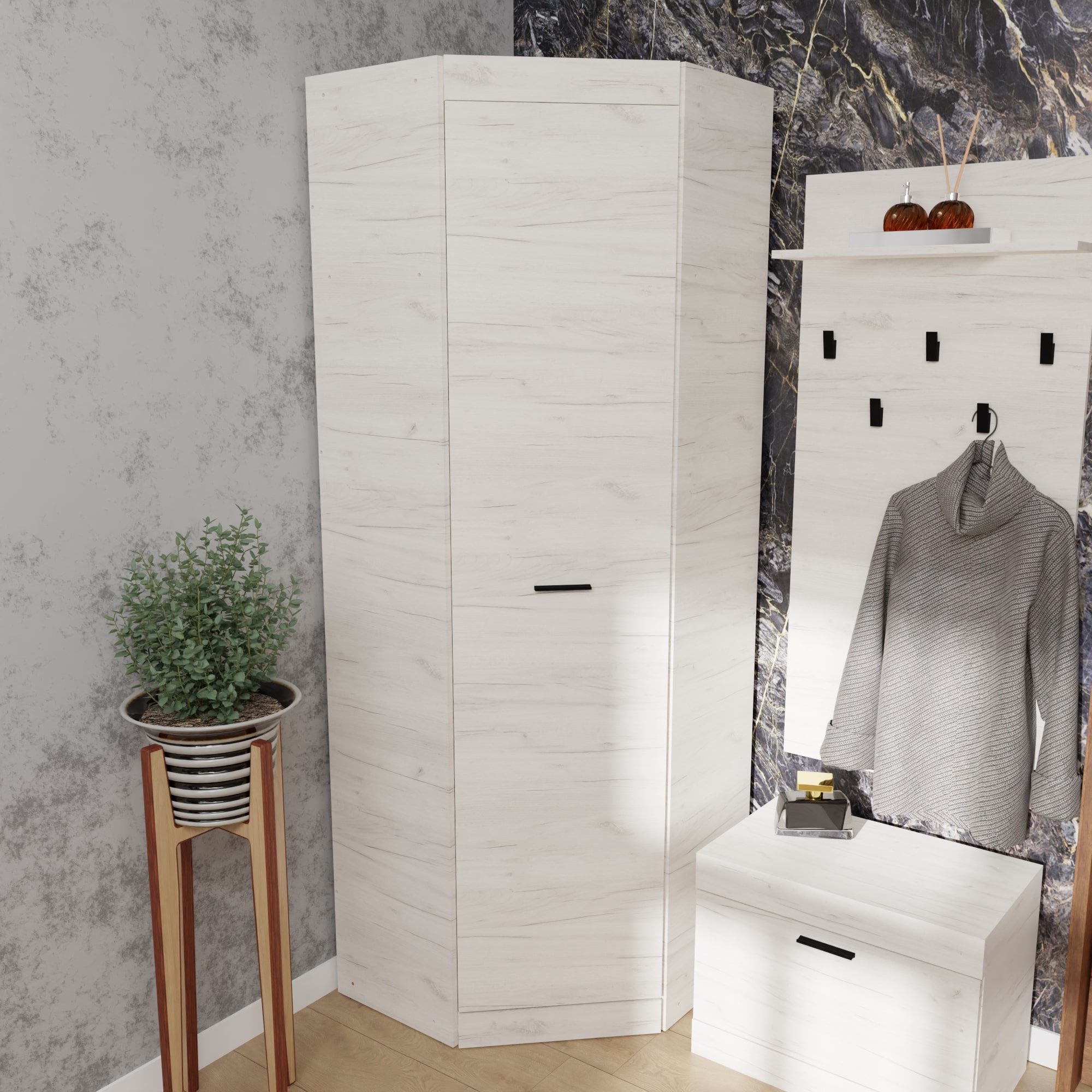 Dulap de colt Sonata 700, Everest, 70 x 70 x 205 cm, Stejar kraft - eMAG.ro