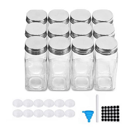 Set 12 Borcane de sticla pentru condimente, Zggzerg, Cu etichete ...