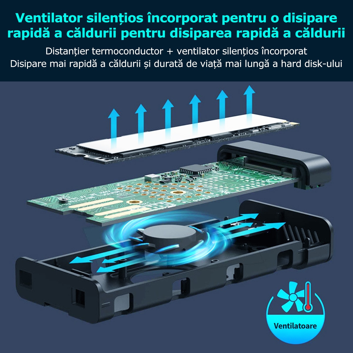 Rack extern, Cutie SSD, portabila, Xinxu, M.2 NVMe/NGFF, 10Gps ...