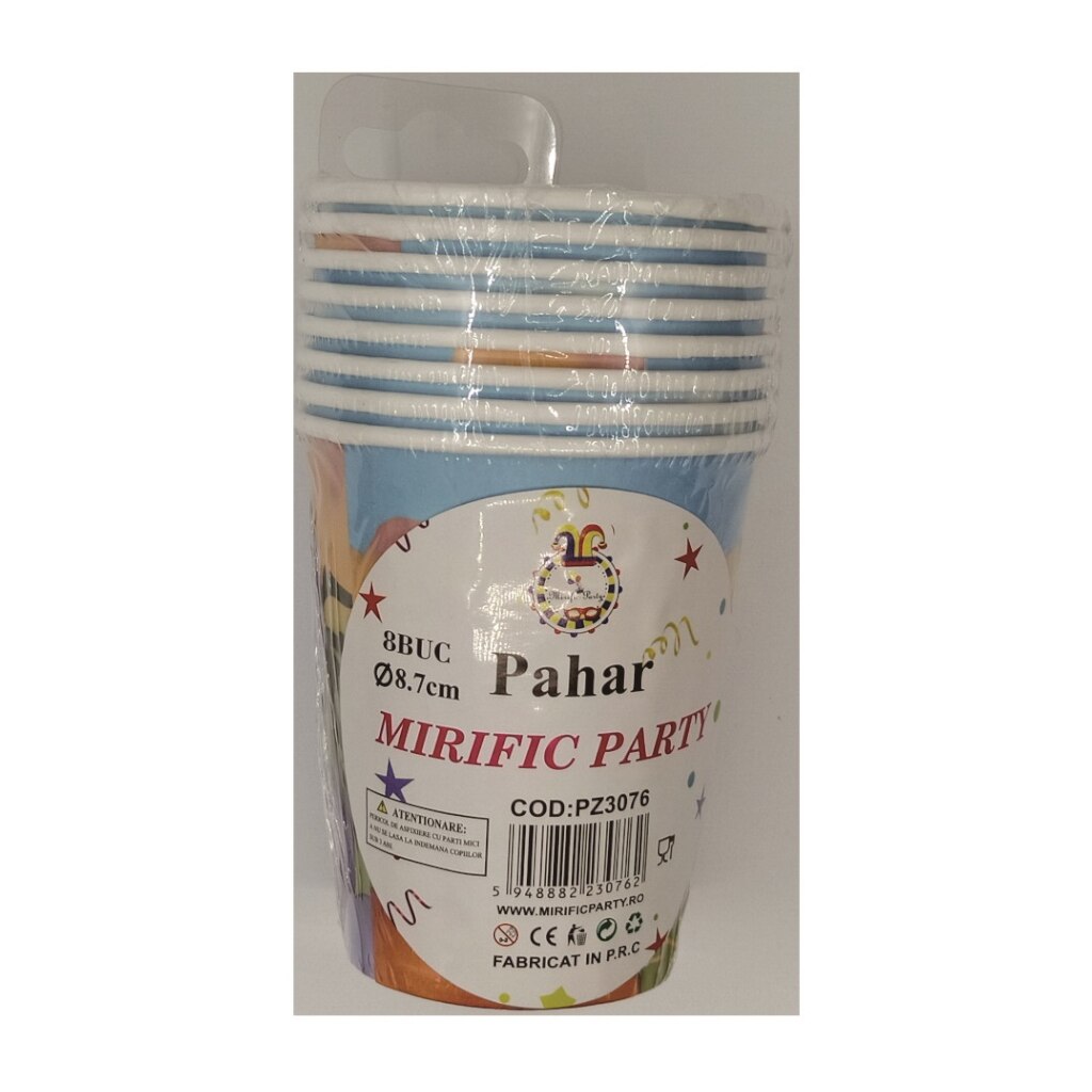 Set 8 buc pahare carton albastru, 8.7 cm, dinozaur - eMAG.ro