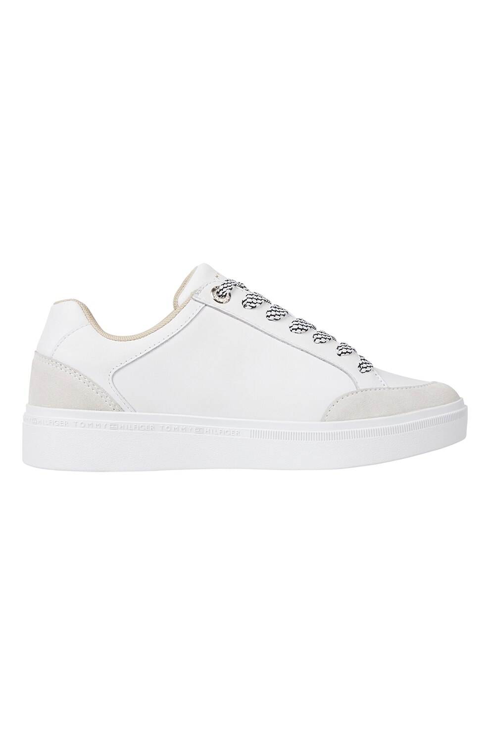 Tommy Hilfiger, Pantofi sport din piele cu detalii logo, Alb, 37 - eMAG.ro