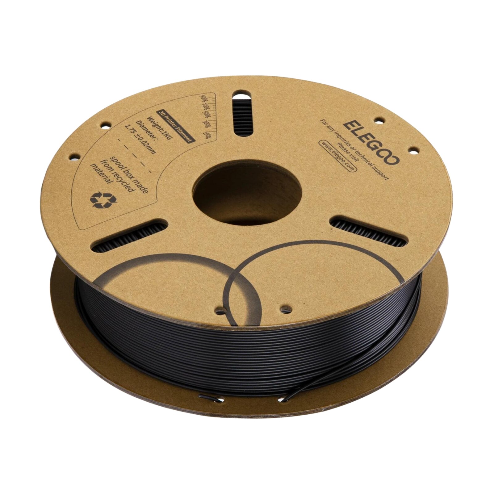 Rola filament, PLA, 1.75 mm, Negru, Elegoo - eMAG.ro