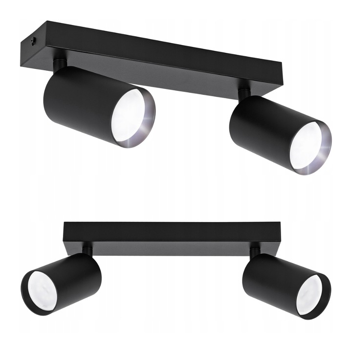 Plafoniera spoturi, Ledhoff, 2xGU10, Aluminiu, 26x6 cm, Negru - eMAG.ro