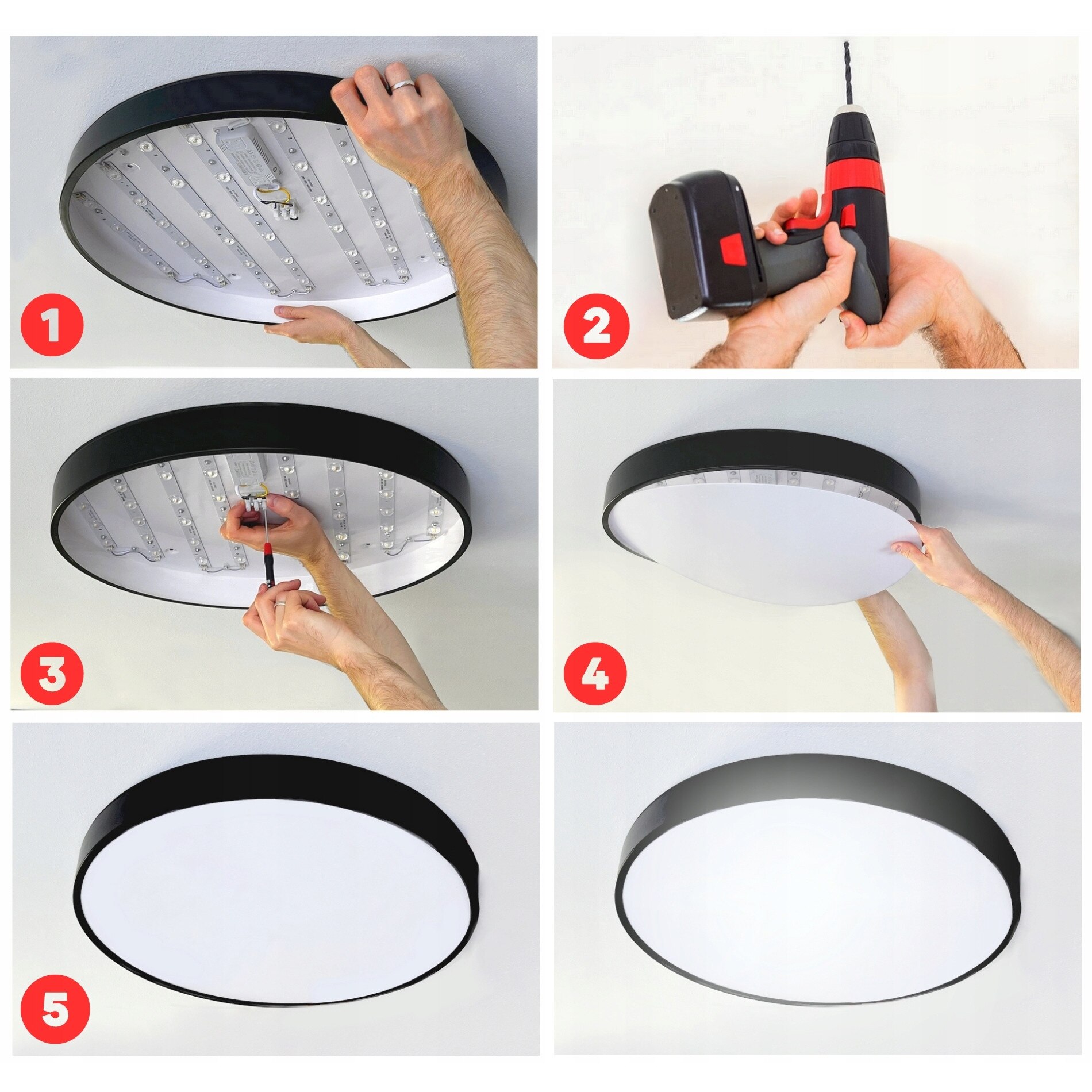 Plafoniera LED cu telecomanda, Ledhoff, Otel/Policarbonat, Clasa F, 40 ...