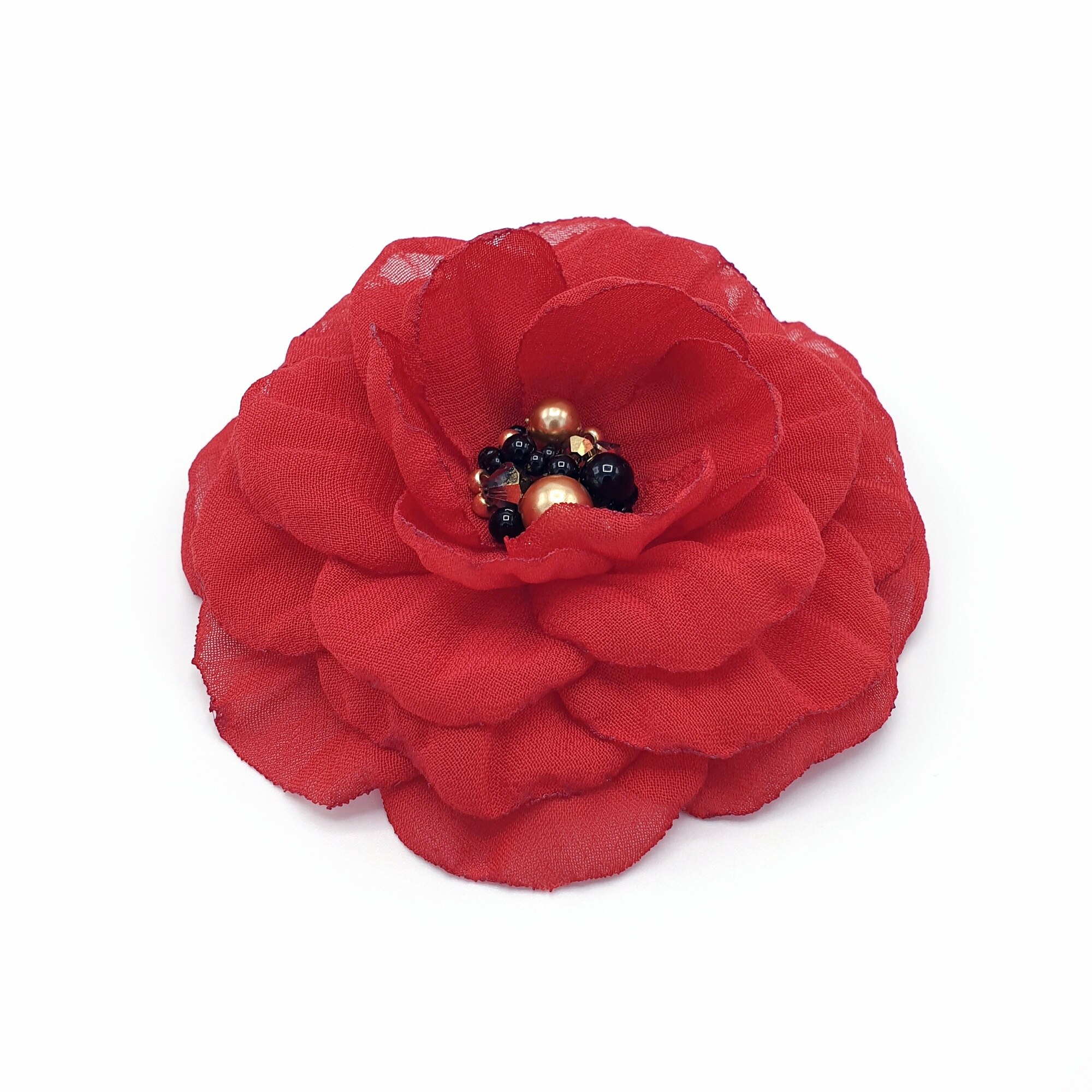 Brosa eleganta floare, Corizmi, Allison, voal rosu, 8.5 cm, mijloc cu ...