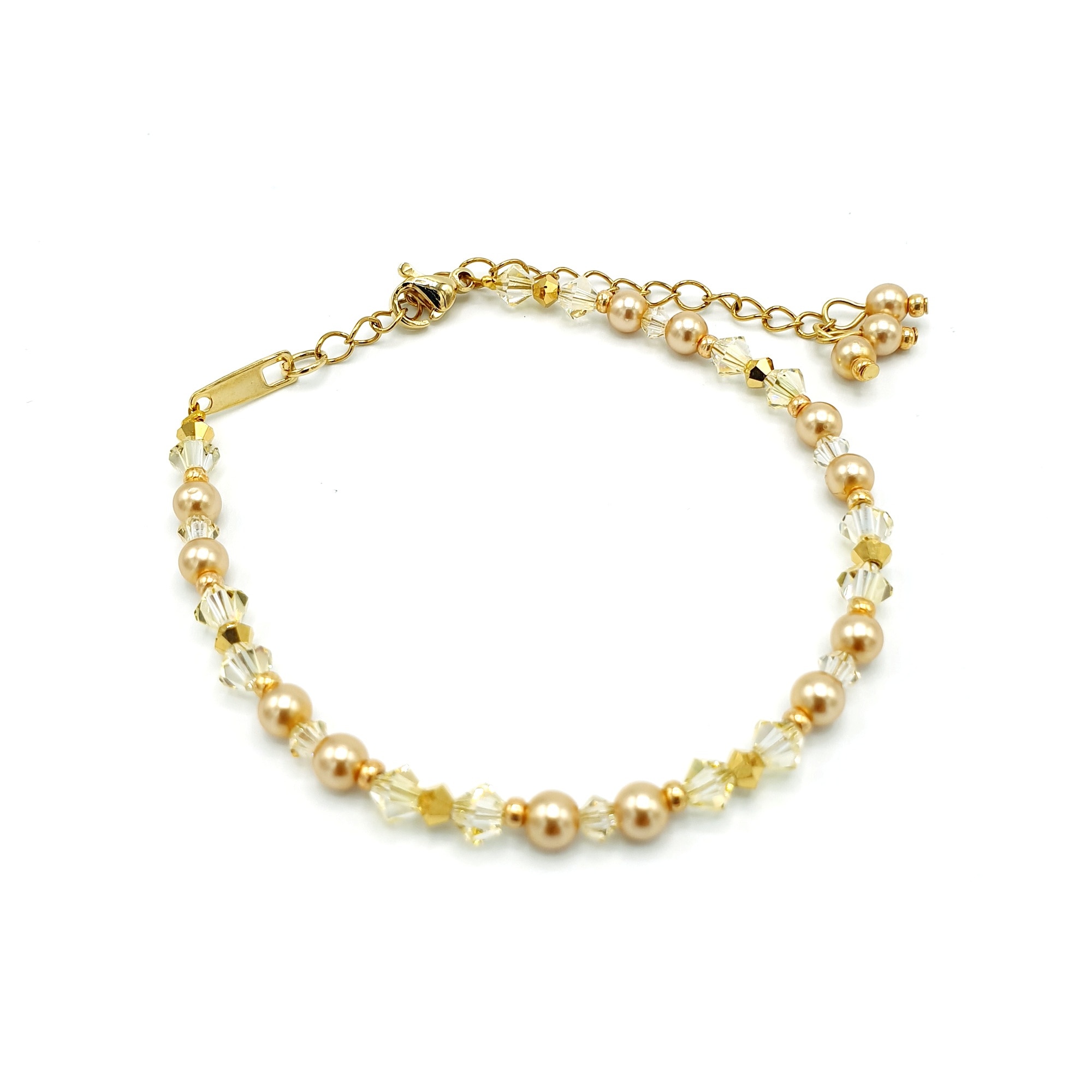 Bratara subtire, Corizmi, Sweet Gold, perle si cristale aurii - eMAG.ro
