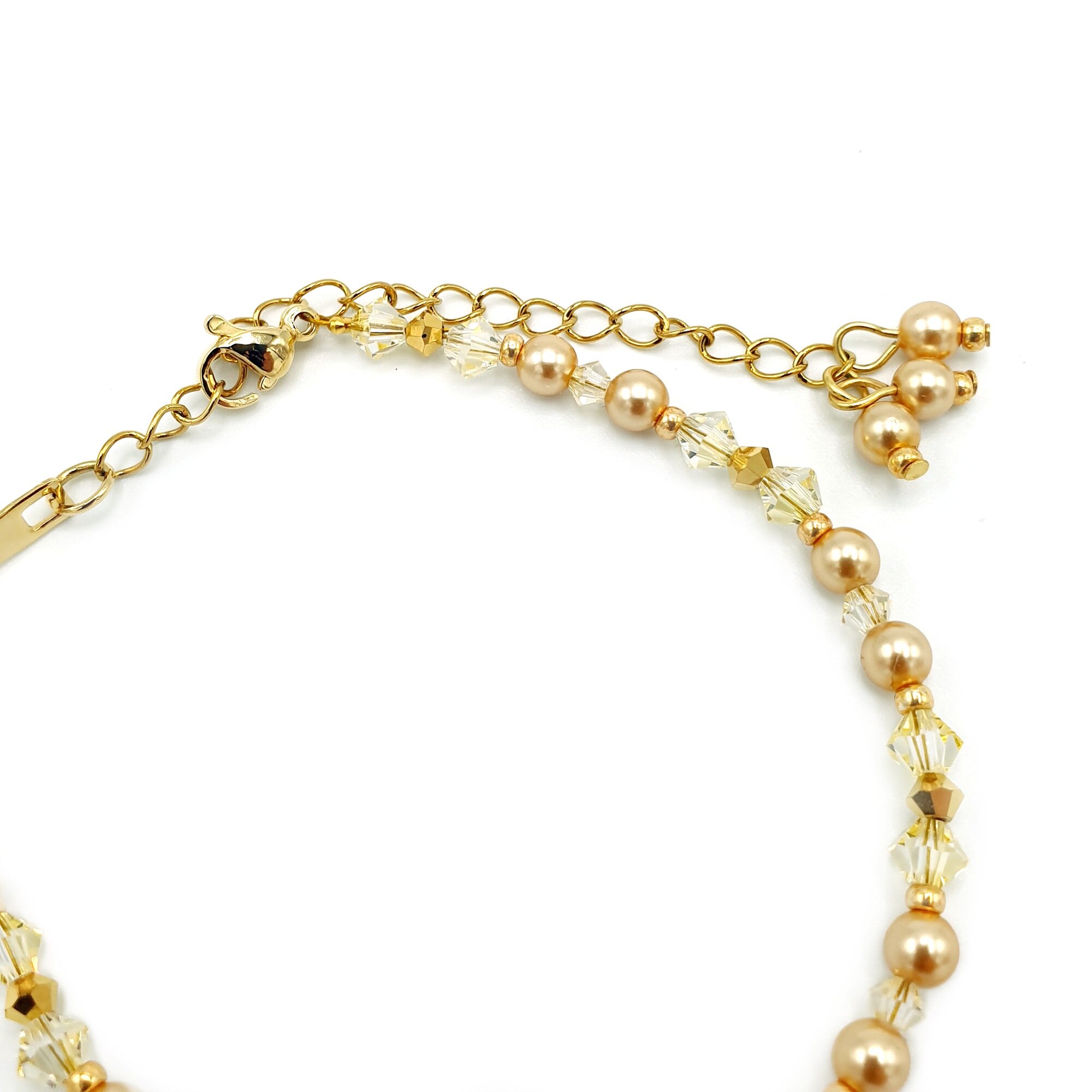Bratara subtire, Corizmi, Sweet Gold, perle si cristale aurii - eMAG.ro