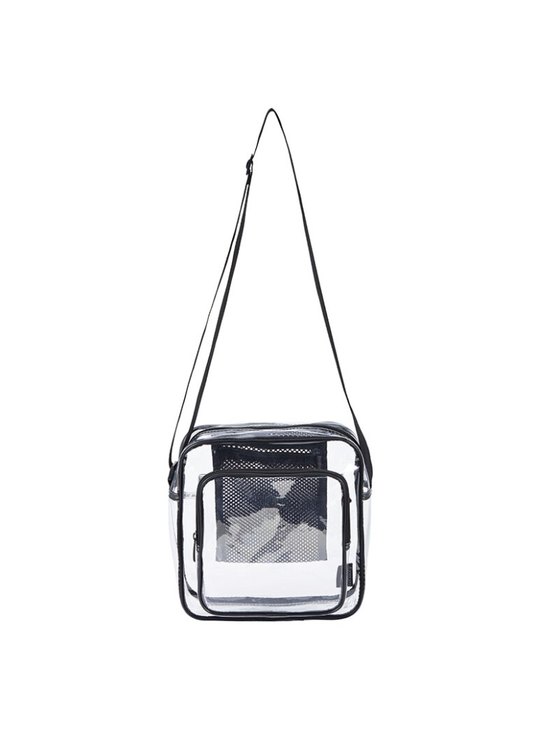 Geanta dama, Longziming, PVC, Transparent/Negru - eMAG.ro