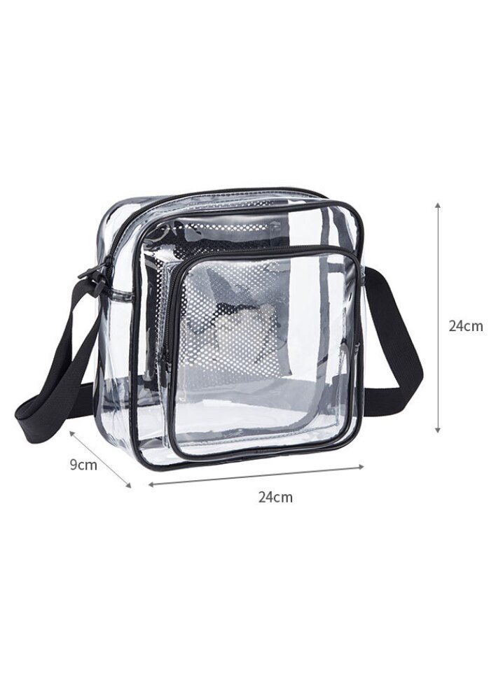 Geanta dama, Longziming, PVC, Transparent/Negru - eMAG.ro