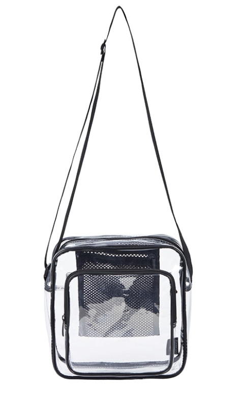Geanta dama, Longziming, PVC, Transparent/Negru - eMAG.ro