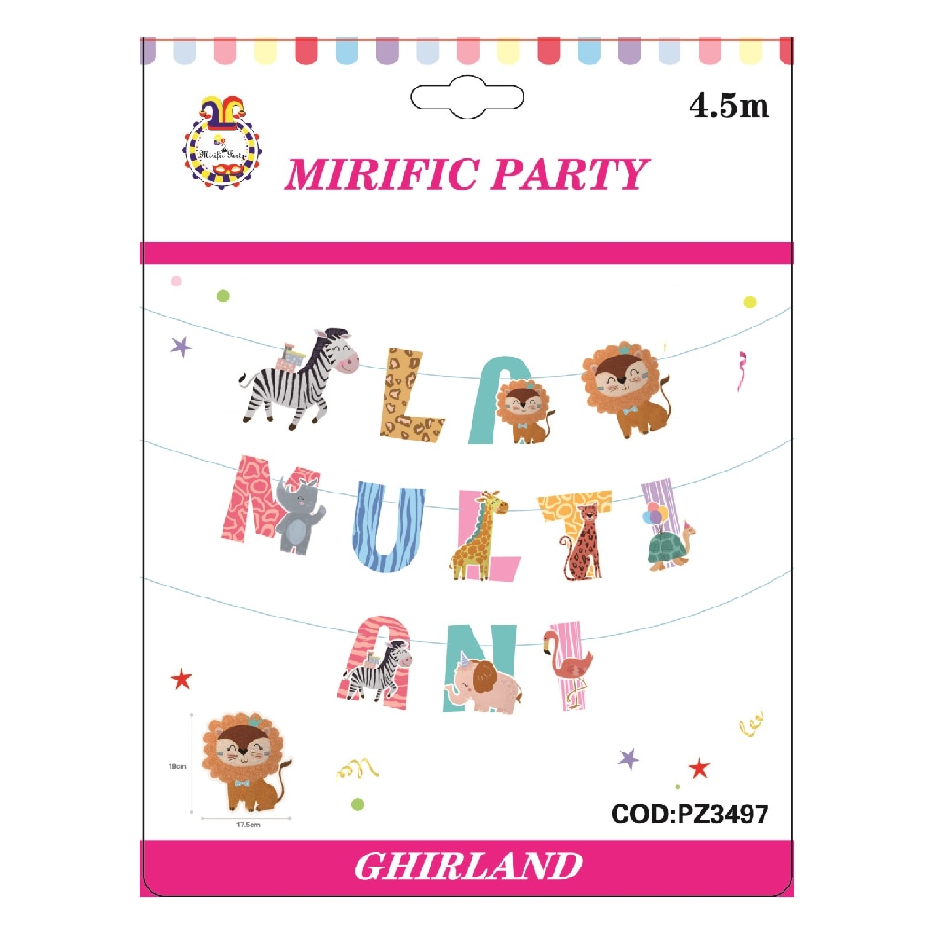 Комплект многоцветни декоративни гирлянди 4 5 м животни честит рожден ден Emag Bg