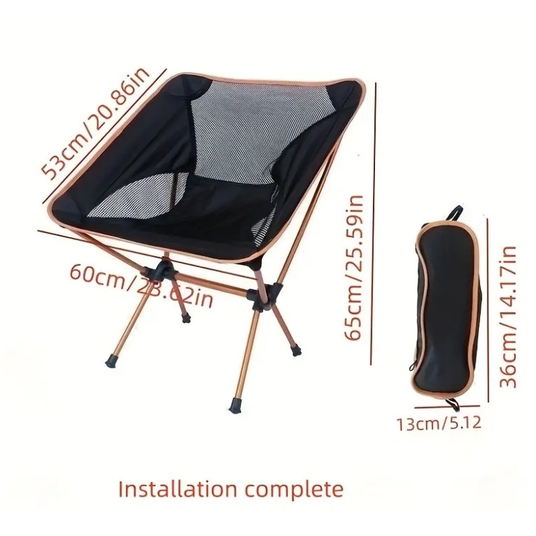 Scaun camping, Pliabil, 53x60x65cm, Negru/Portocaliu - eMAG.ro