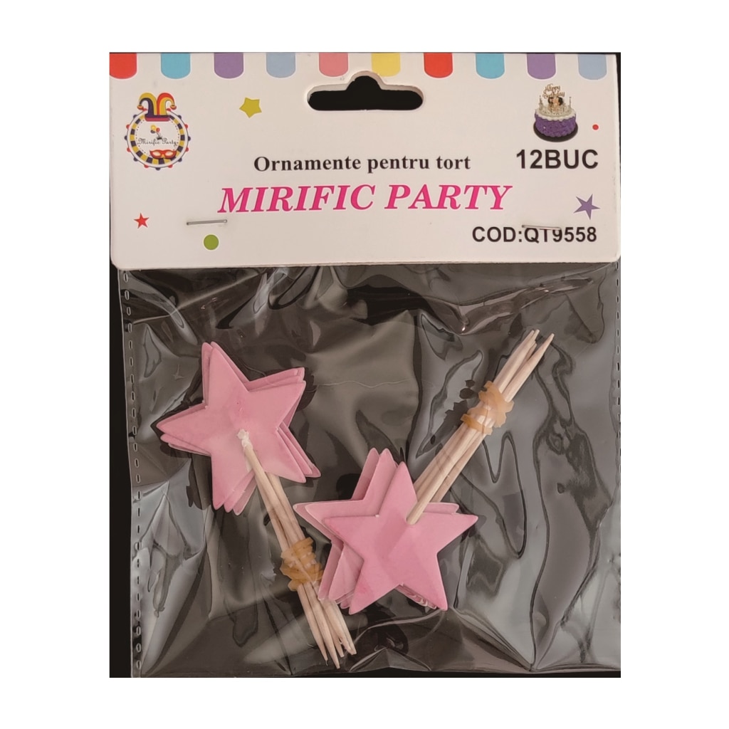 Set 12 buc. scobitori decorative roz, stea - eMAG.ro