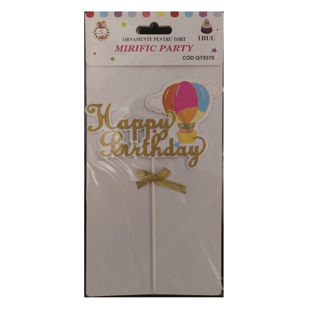 Topper multicolor, balon cu aer cald, happy birthday - eMAG.ro