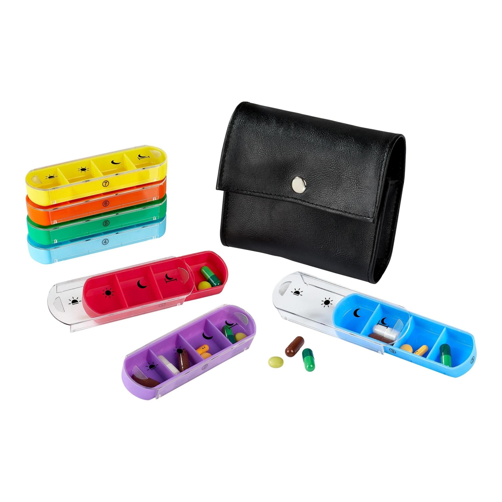 Set 7 cutii medicamente, 28 compartimente cu gentuta depozitare ...
