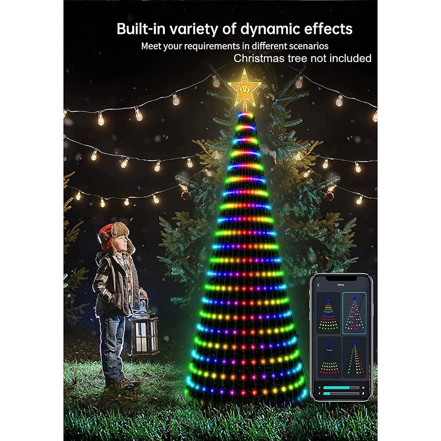 Instalare de Craciun, Bluetooth, RGB, Telecomanda, Priza SUA, 2, 1 m ...