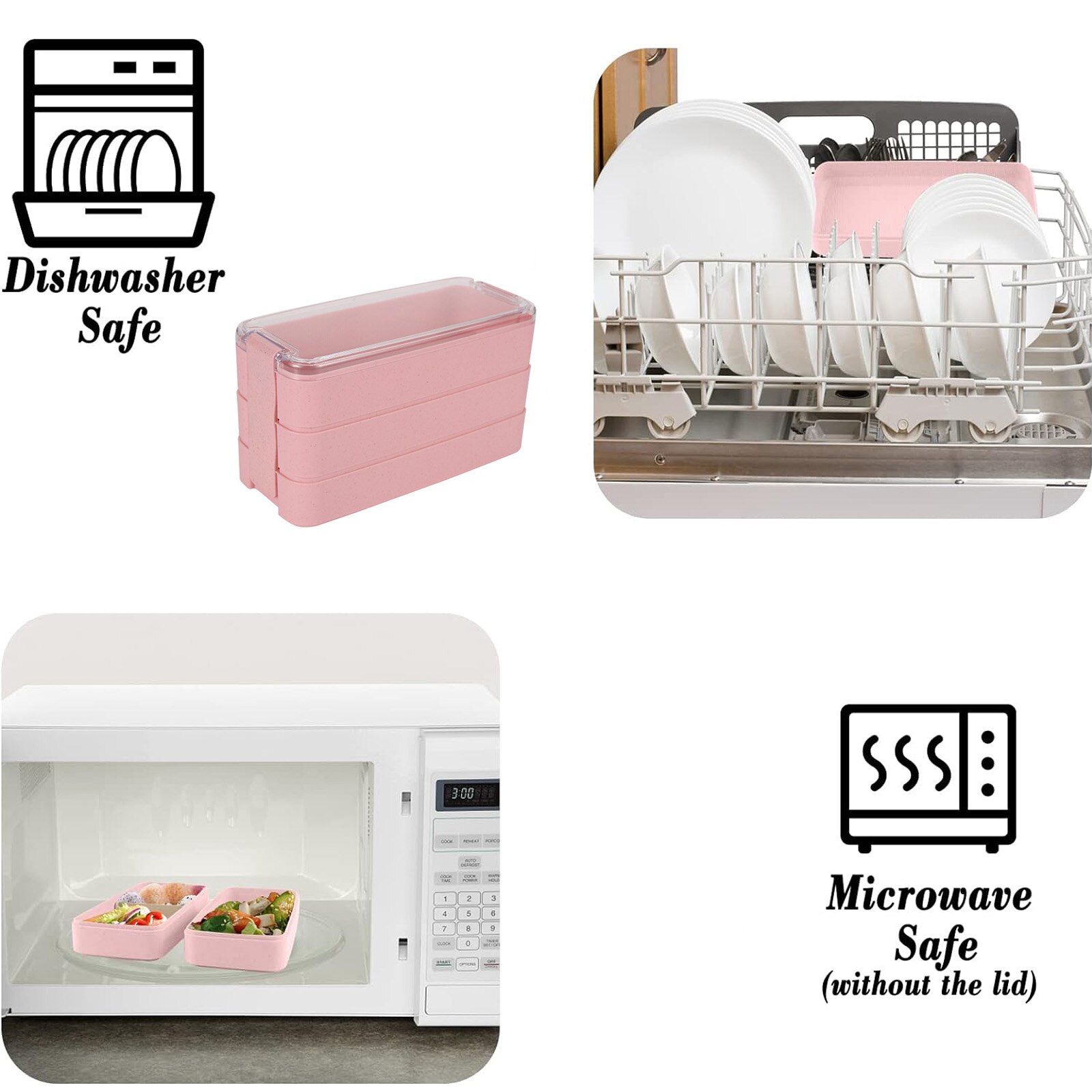 Set de 3 cutii bento, Axroad Mall, Rezistenta la scurgeri, Cu lingura ...