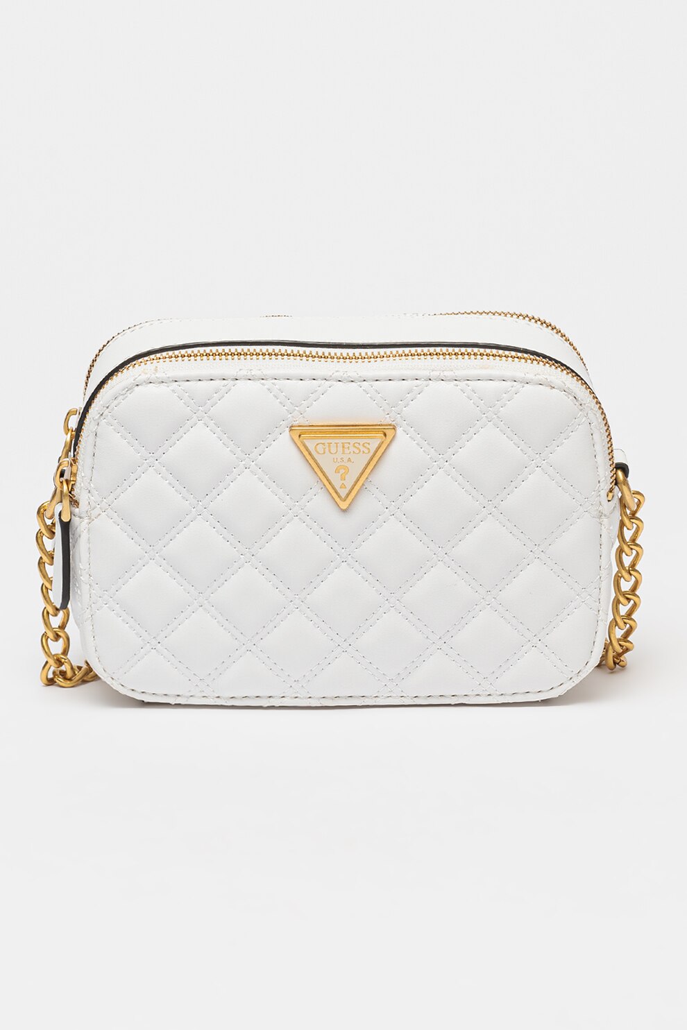 Guess, Geanta crossbody matlasata Giully, Alb optic - eMAG.ro