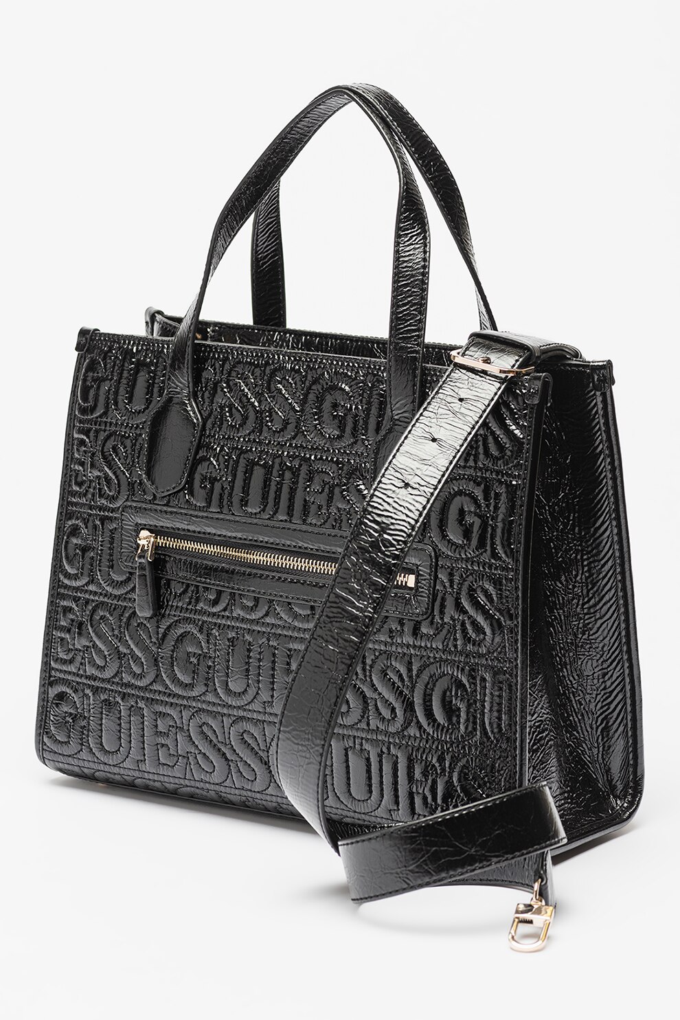 Guess, Geanta tote cu model logo Silvana, Negru - eMAG.ro