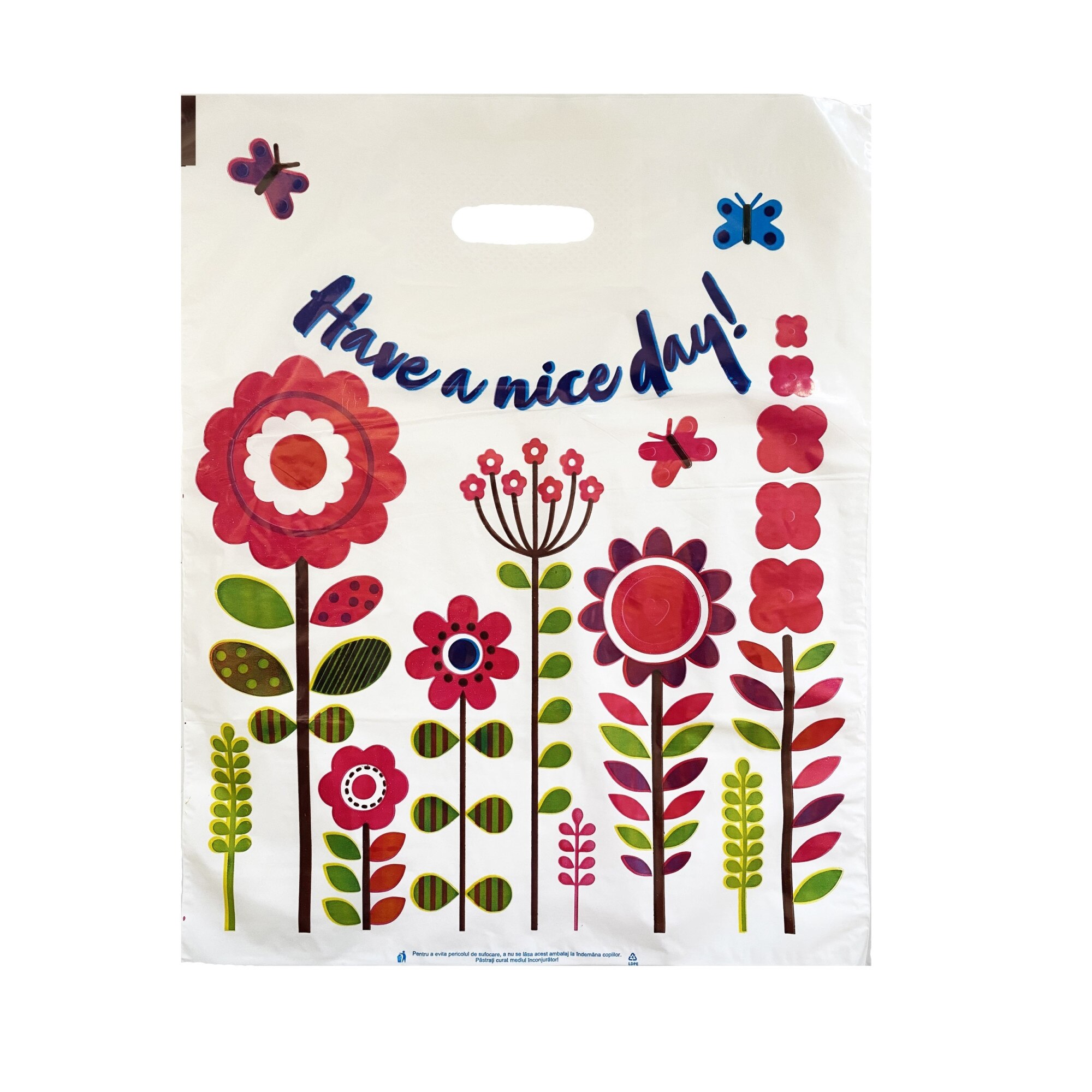 Set 50 bucati, Punga Plastic, tip Banana, cu maner intarit, 400x510 mm ...