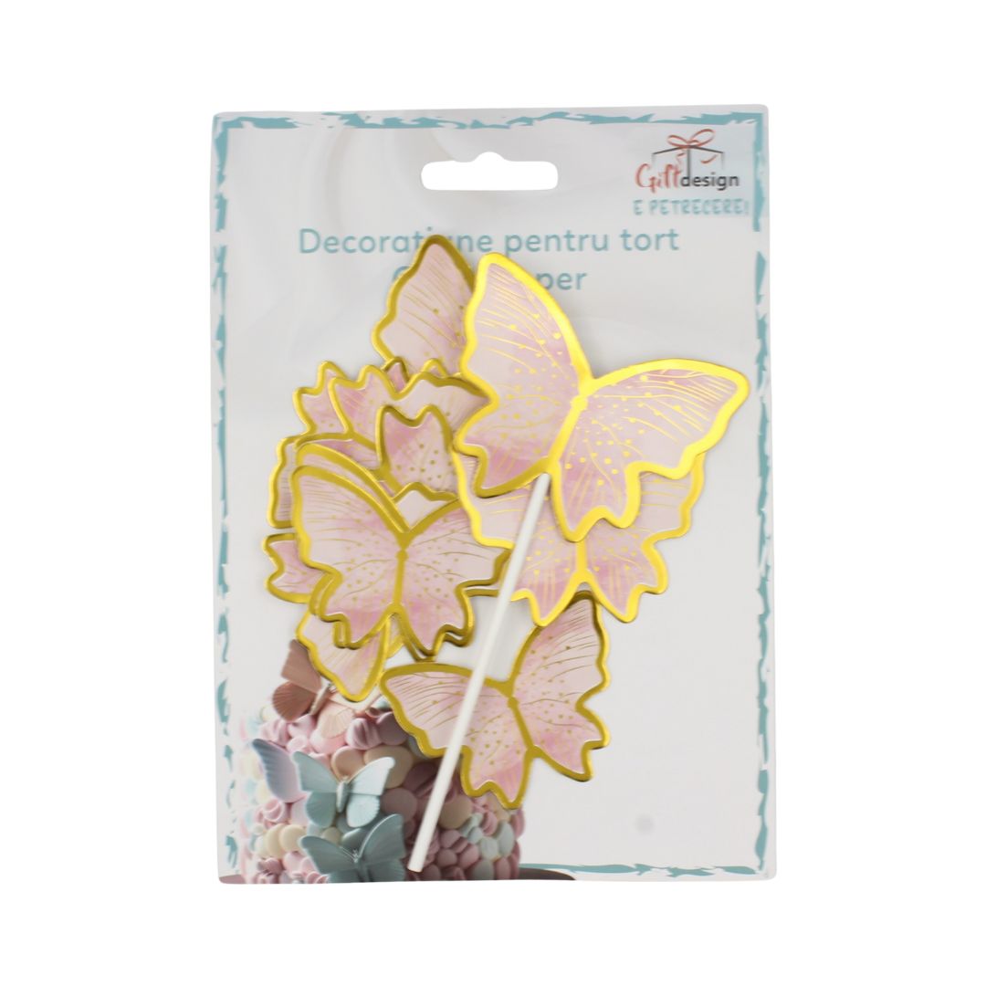 Topper tort model fluturasi roz - eMAG.ro
