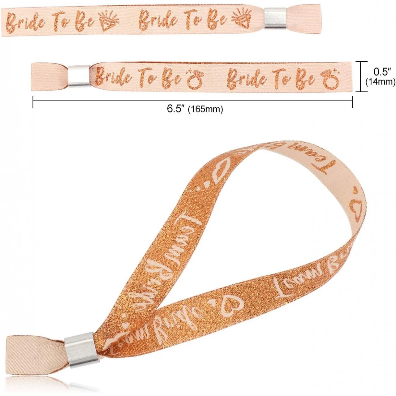 Set de 16 bratari pentru nunta Howaf, textil/metal, roz/argintiu, 16, 5 ...