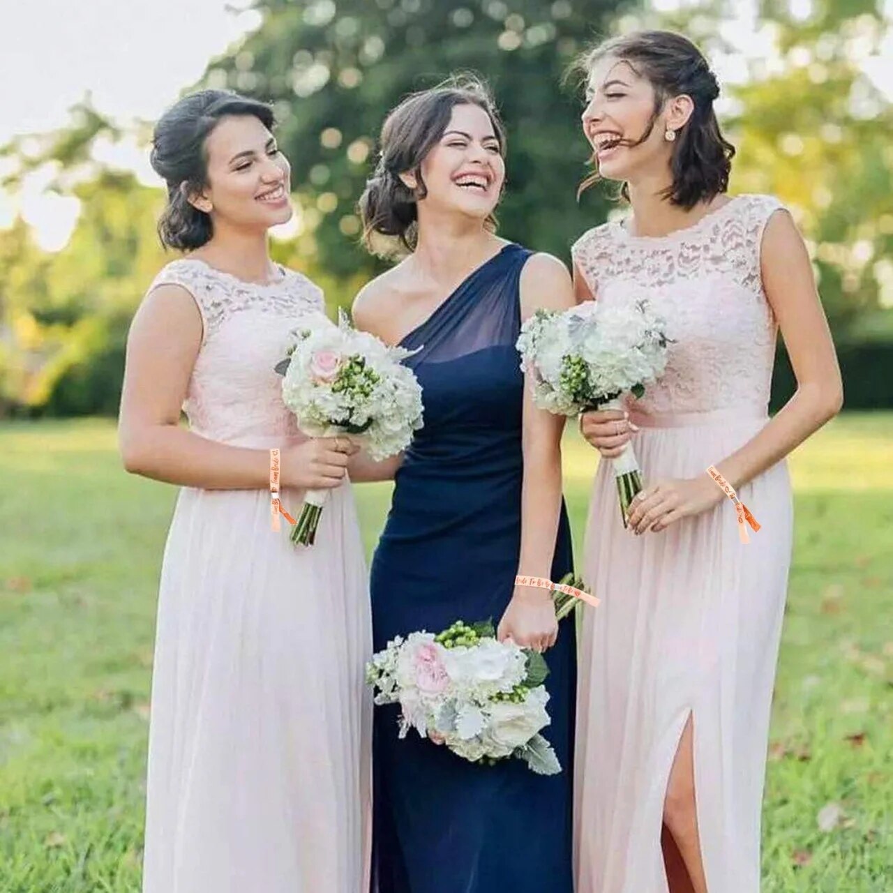 Set de 16 bratari pentru nunta Howaf, textil/metal, roz/argintiu, 16, 5 ...