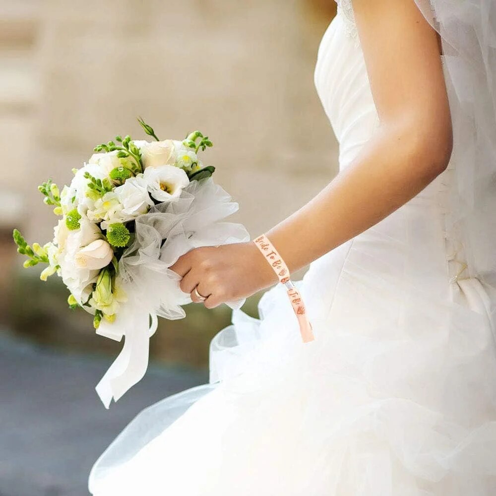 Set de 16 bratari pentru nunta Howaf, textil/metal, roz/argintiu, 16, 5 ...