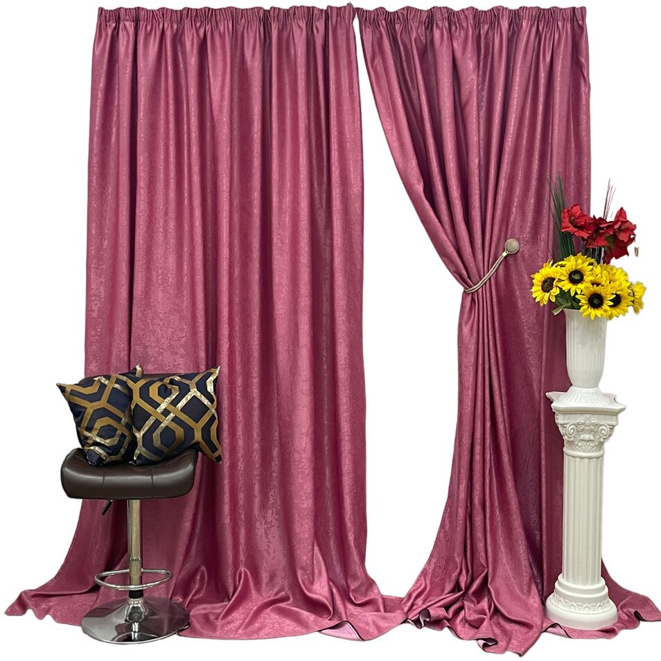 Set draperii uni, blackout, culoare roz pudrat, din colectia "Unik Liz ...