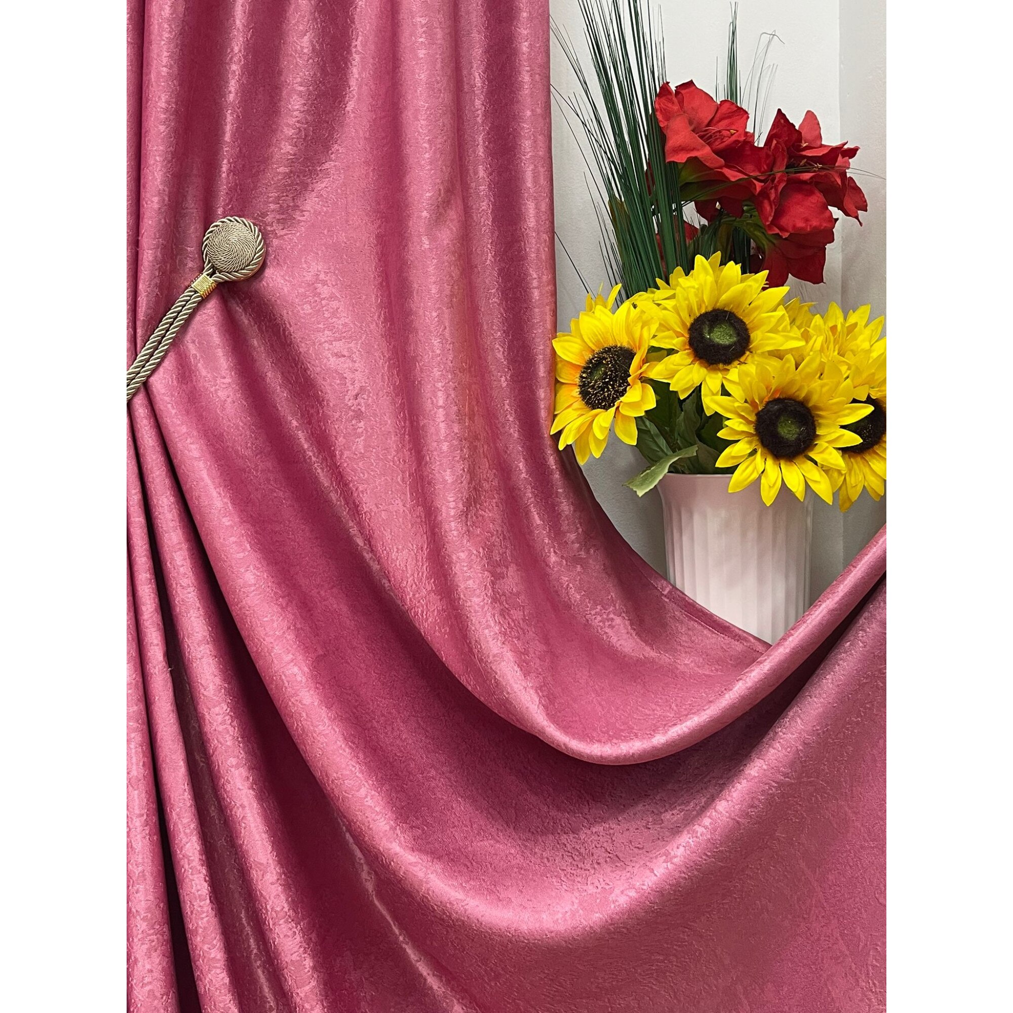 Set draperii uni, blackout, culoare roz pudrat, din colectia "Unik Liz ...