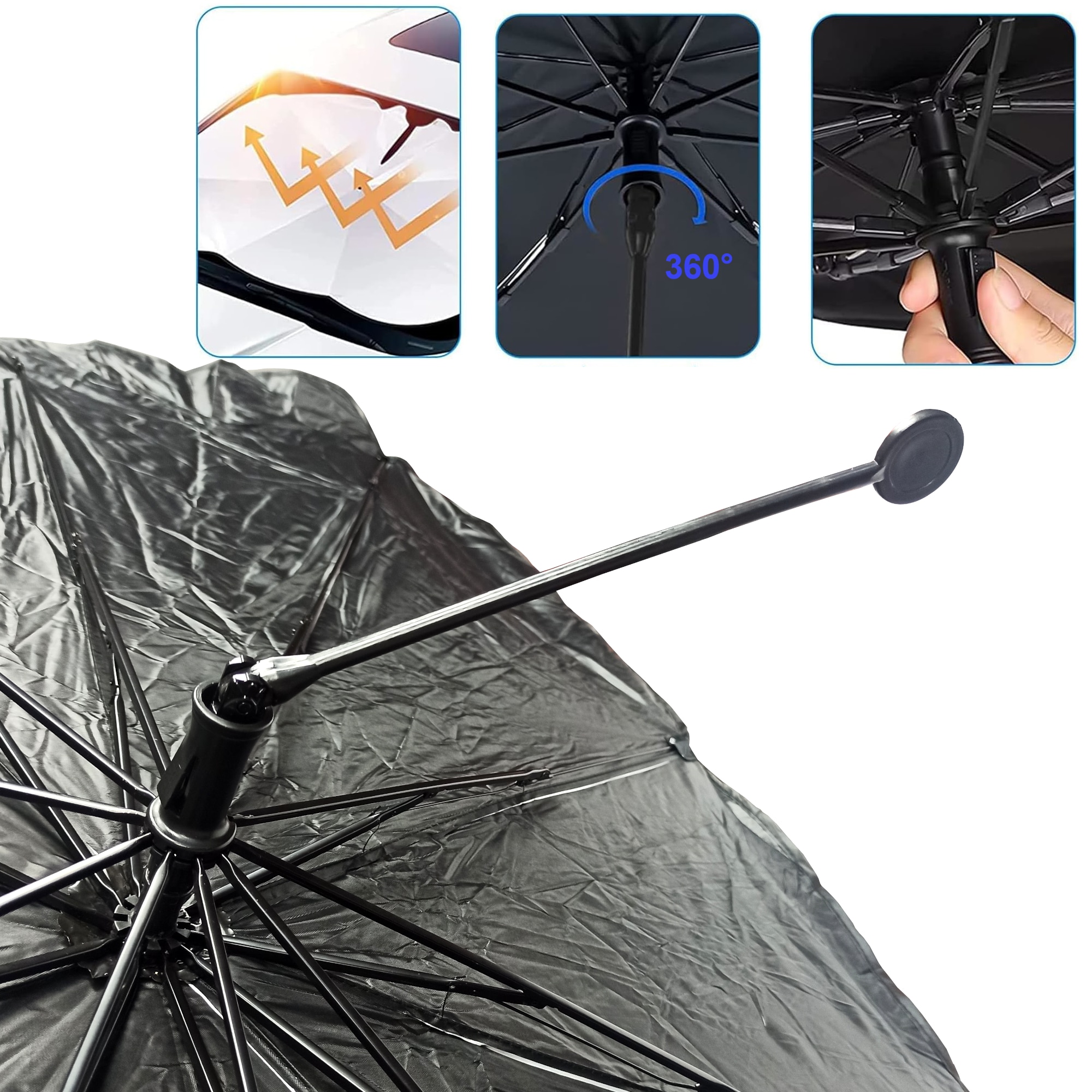 Parasolar auto retractabil 143 x 86 cm, tip umbrela, pliabil, protectie ...