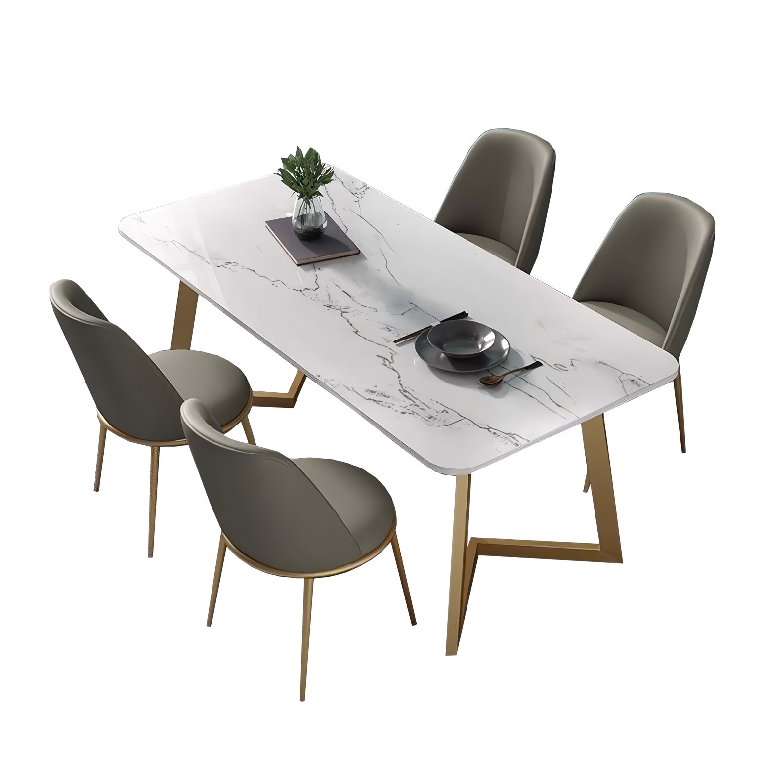 Set masa cu 4 scaune Andora, 160x80x74cm, Gri - eMAG.ro