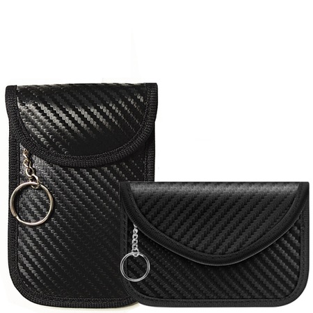 Set 2 huse pentru chei de masina, Protectie anti RFID, Fibra de carbon ...