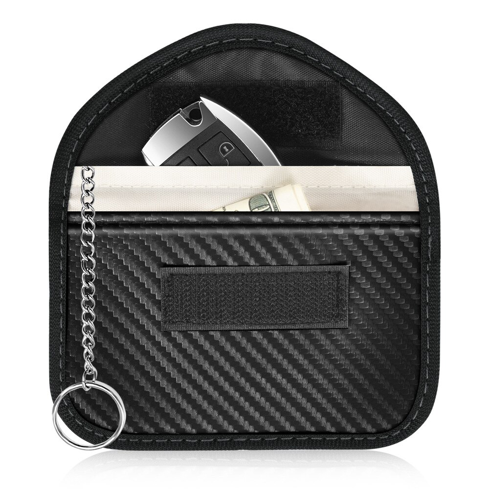 Set 2 huse pentru chei de masina, Rebiko, Fibra de carbon, Negru ...