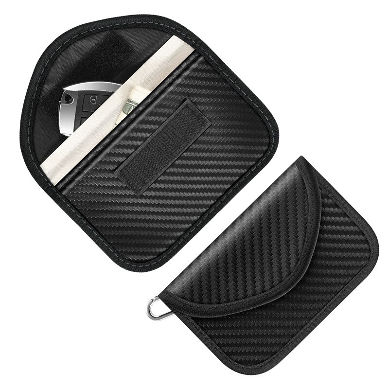 Set 2 huse pentru chei de masina, Rebiko, Fibra de carbon, Negru ...