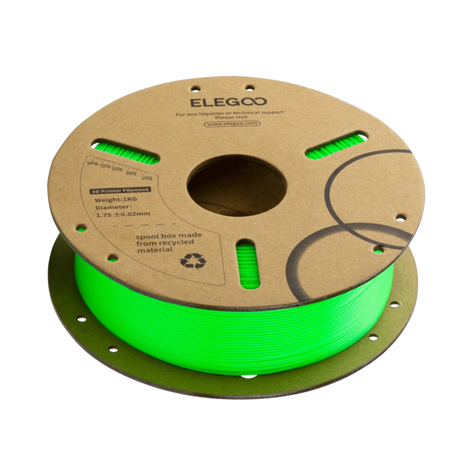 Rola filament, PLA, 1.75 mm, Verde, Elegoo - eMAG.ro