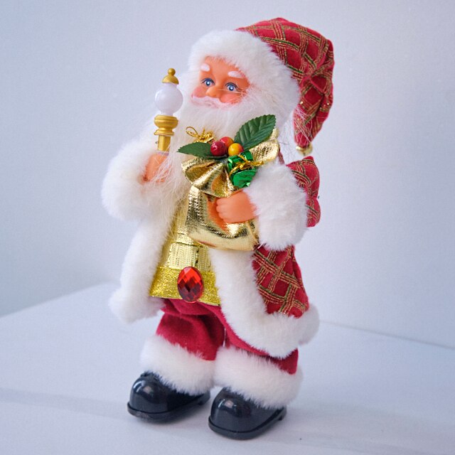 Mos Craciun Gold, animat care canta si danseaza, cu saculet si ...