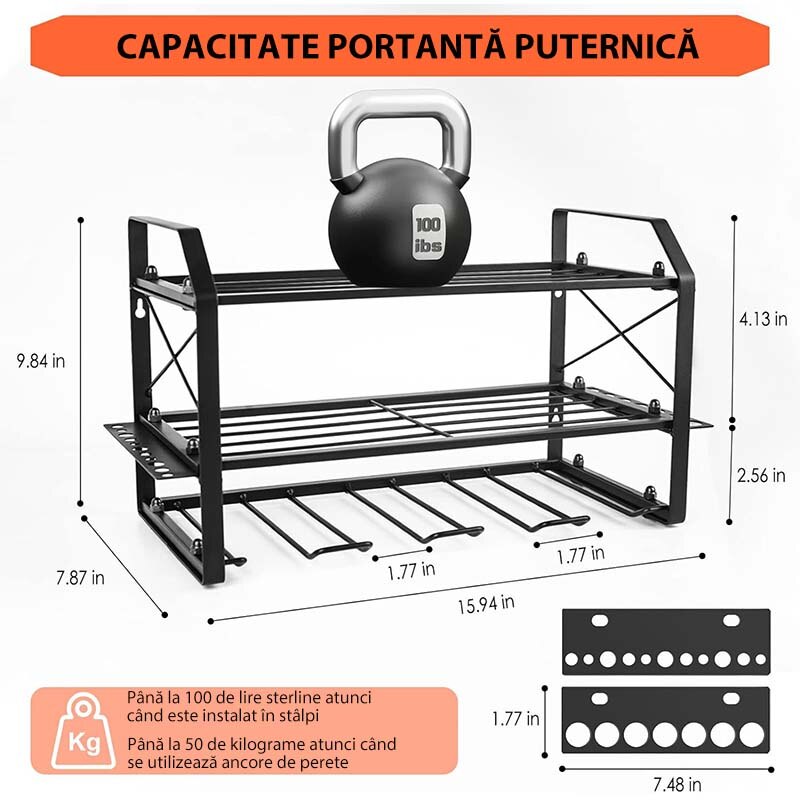 Organizator scule, Otel, Pentru perete,42x20x24cm, Negru - eMAG.ro
