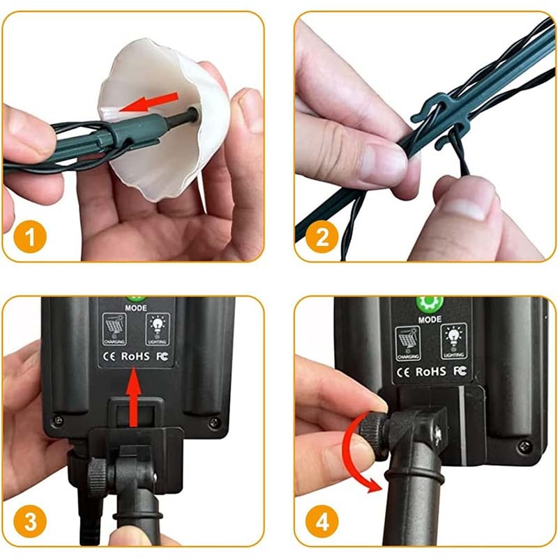 Set 20 lampi solare, LED de exterior pentru gradina,5m,8 moduri ...