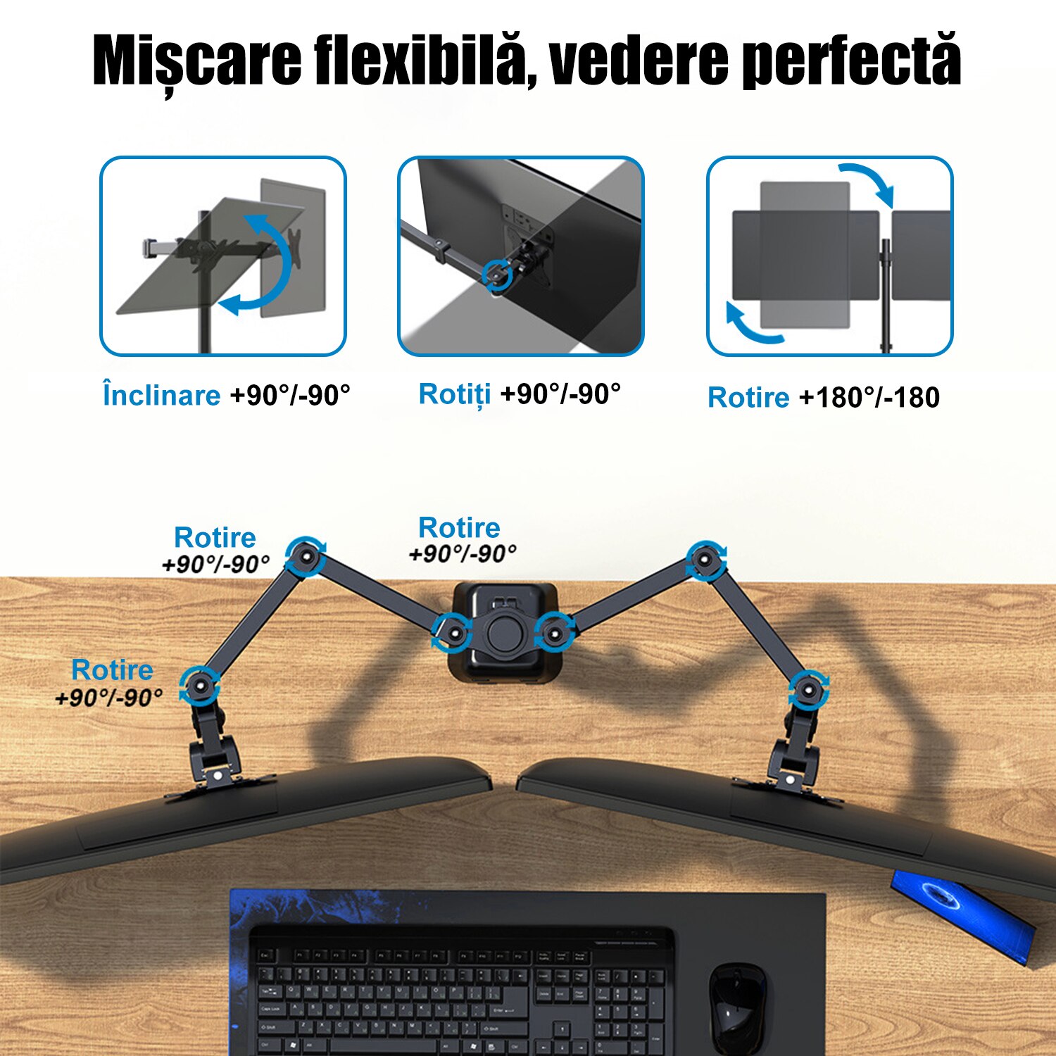 Suport pentru monitor, SDLOGAL, 2 brate pentru 17-32 inch monitoare ...