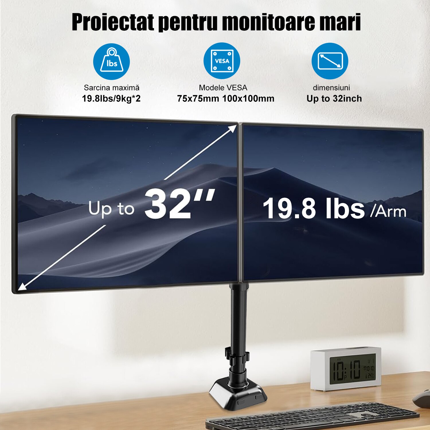Suport pentru monitor, SDLOGAL, 2 brate pentru 17-32 inch monitoare ...