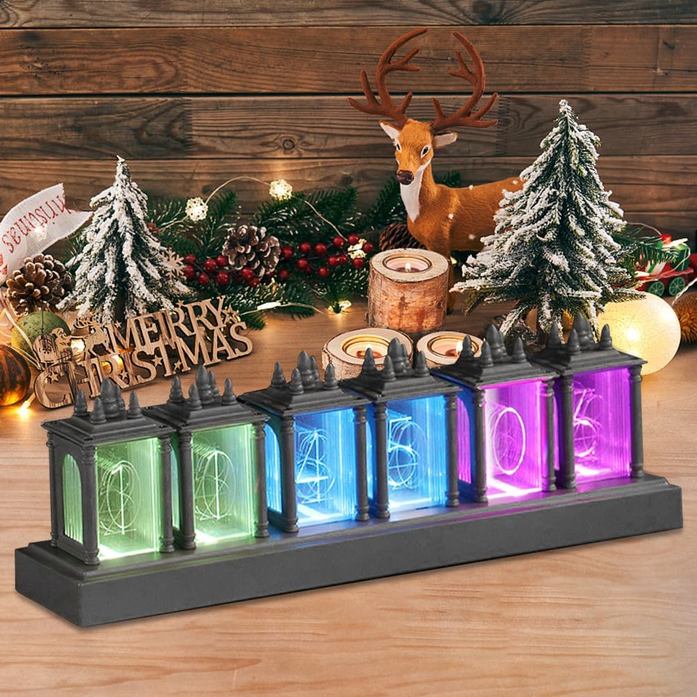 Ceas decorativ, WALALLA, Afisaj LED, RGB, Gri inchis - eMAG.ro